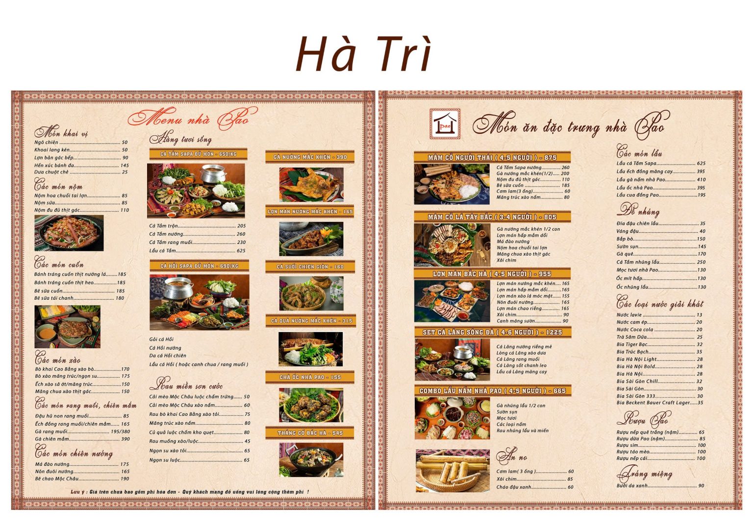 NHÀ HÀNG PAO QUÁN CẬP NHẬT MENU MỚI NHẤT - Pao Quán