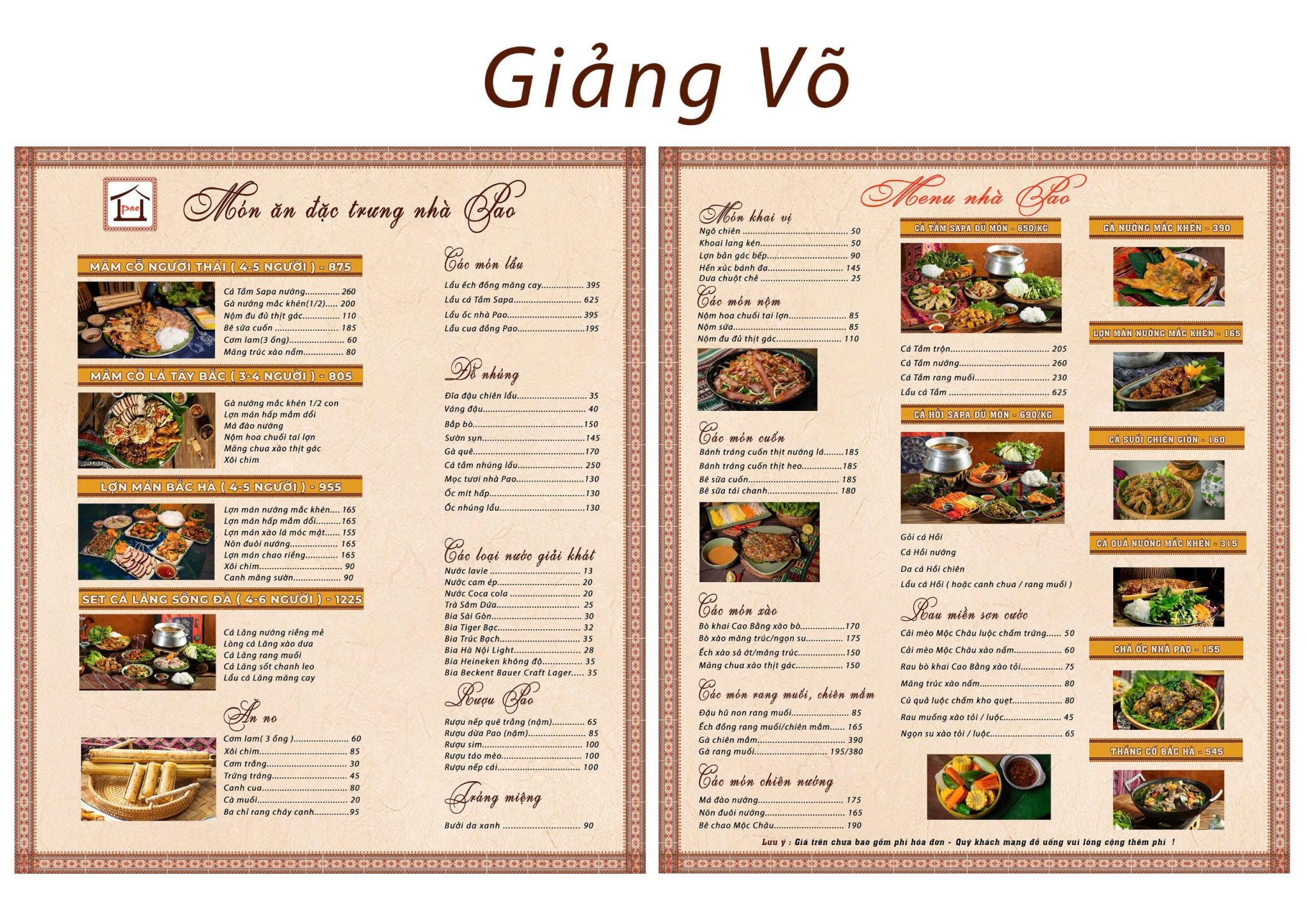NHÀ HÀNG PAO QUÁN CẬP NHẬT MENU MỚI NHẤT - Pao Quán